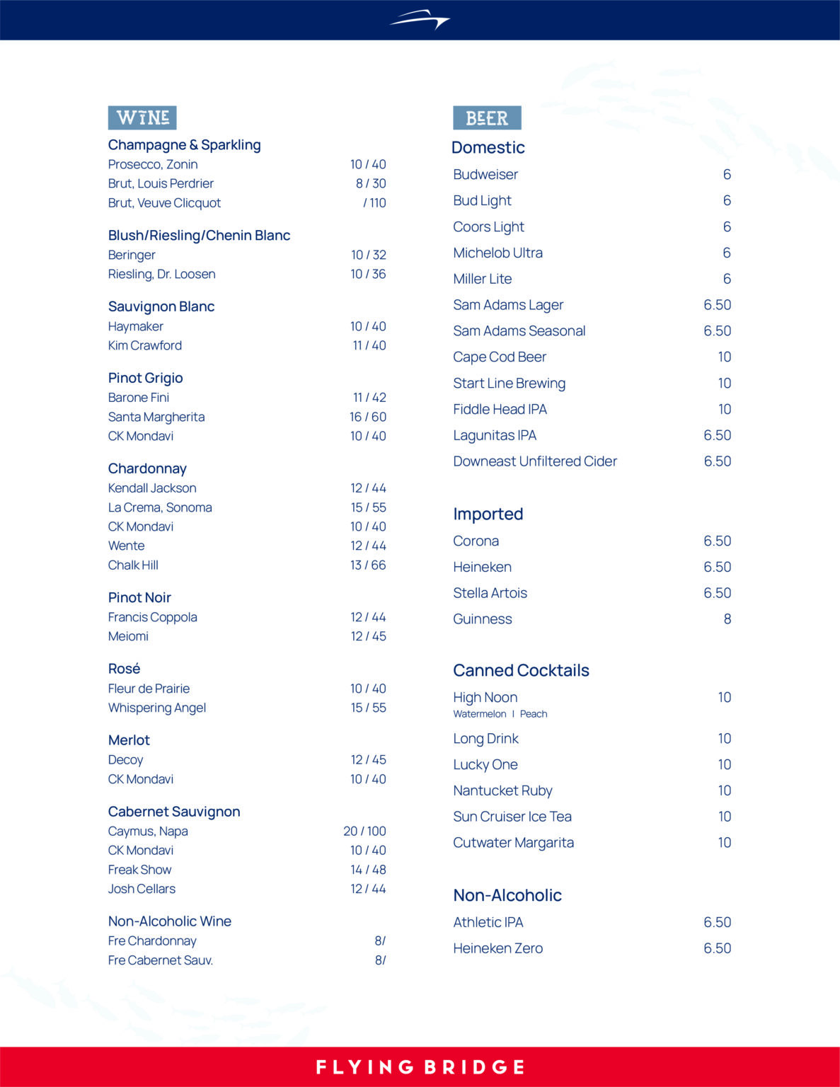 Menu - Flying Bridge Restaurant