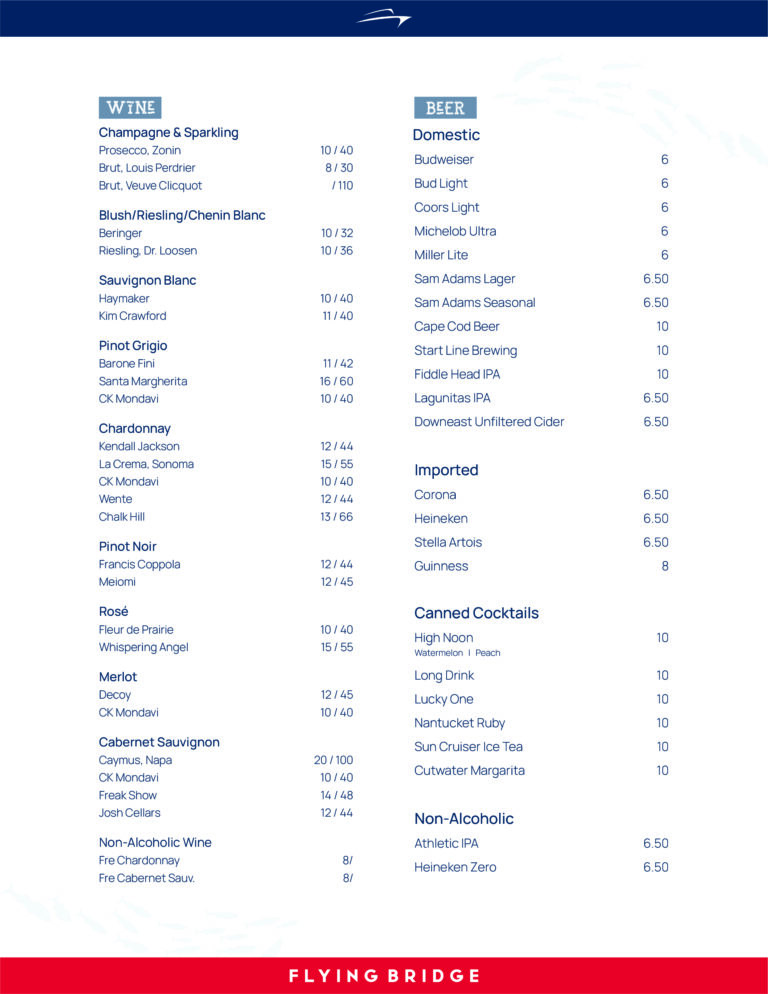 Menu - Flying Bridge Restaurant
