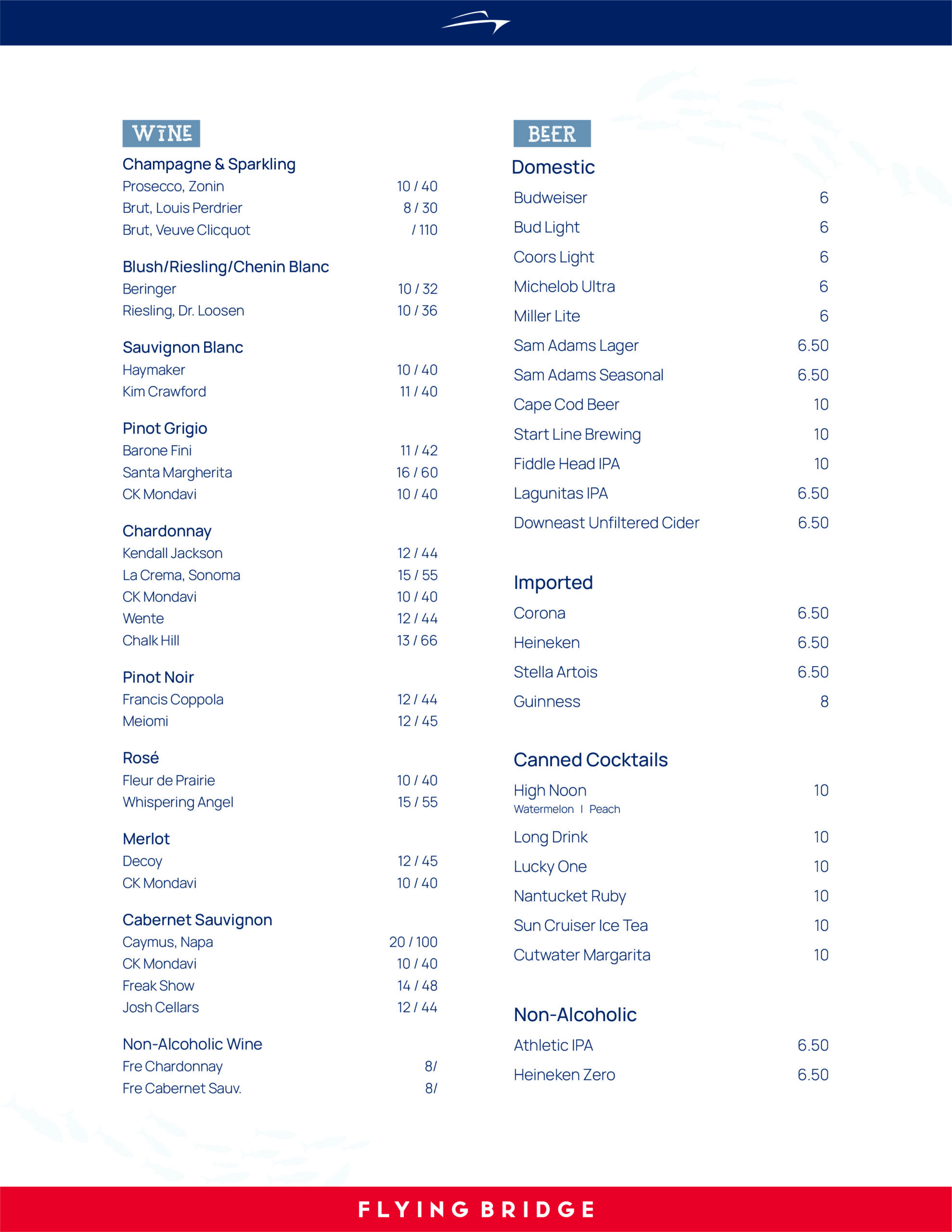 Menu - Flying Bridge Restaurant