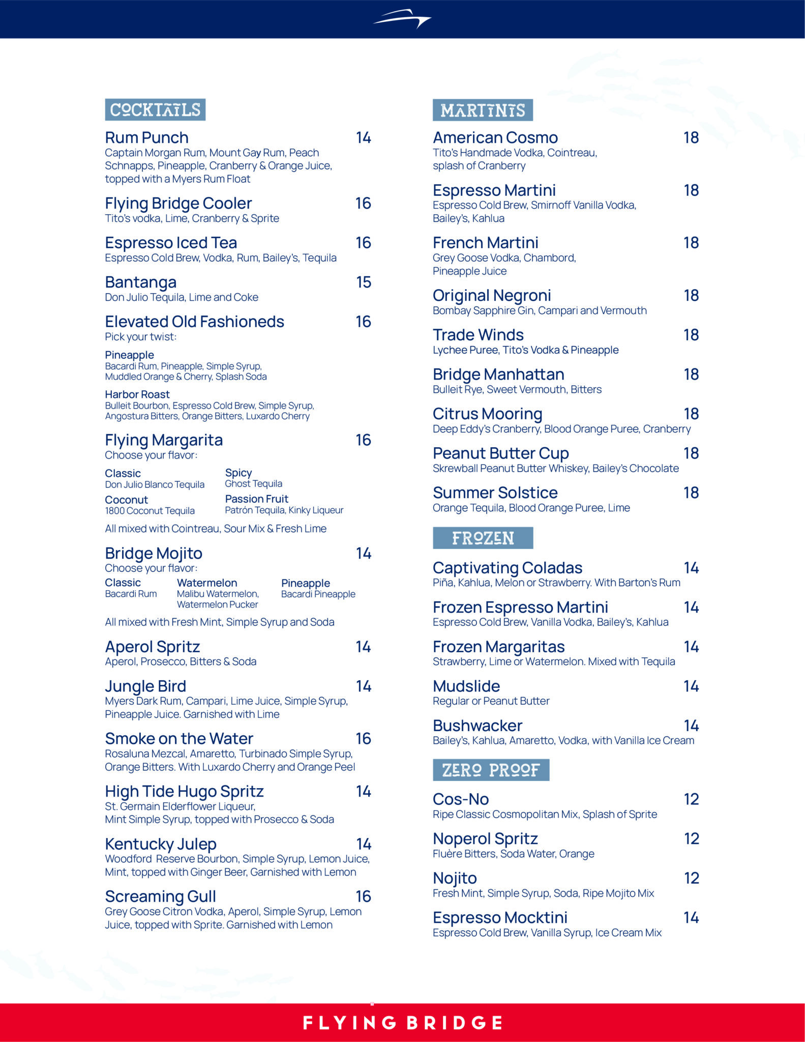 Menu - Flying Bridge Restaurant