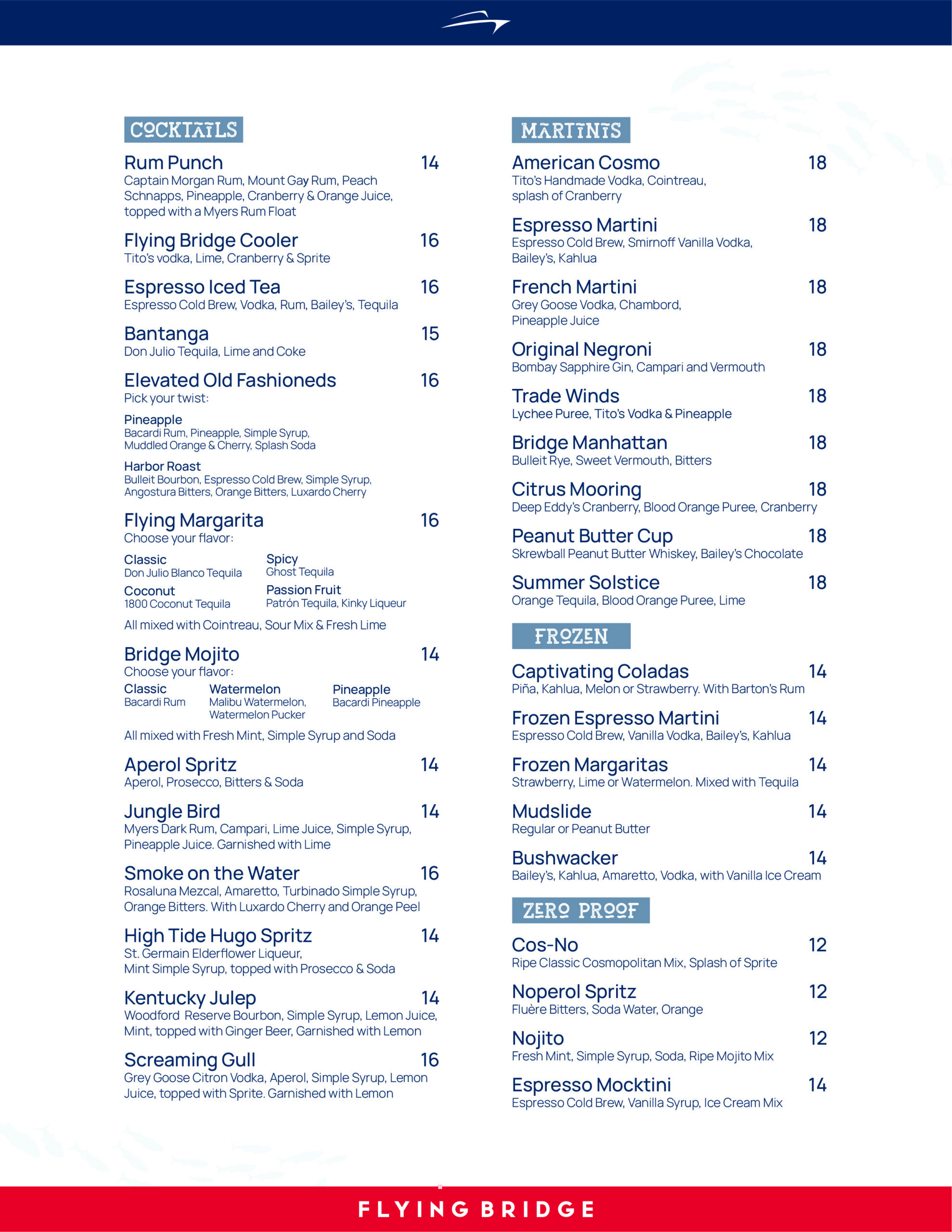 Menu - Flying Bridge Restaurant