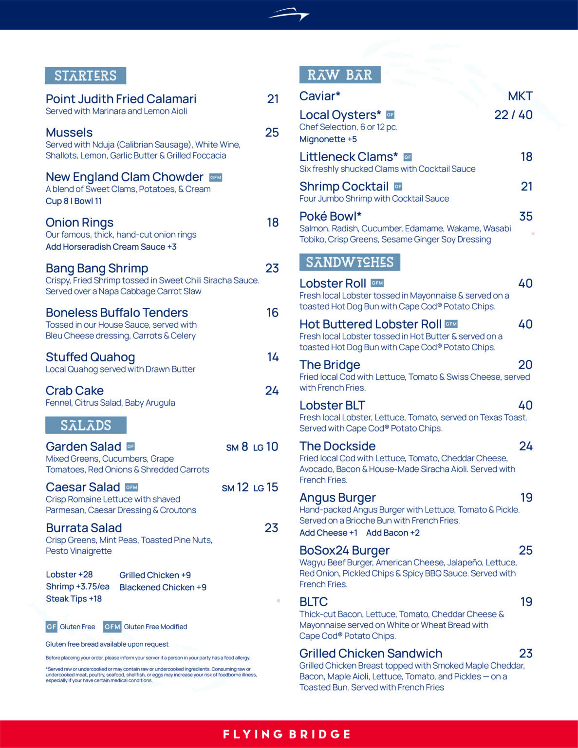 Menu - Flying Bridge Restaurant