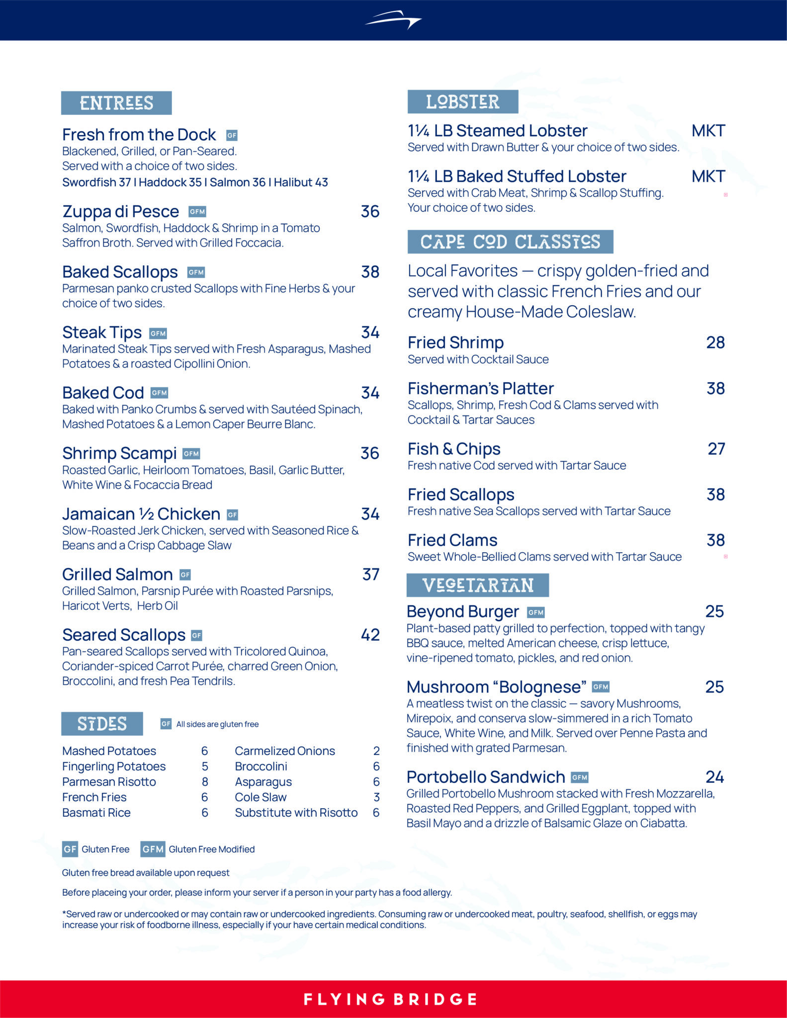 Menu - Flying Bridge Restaurant