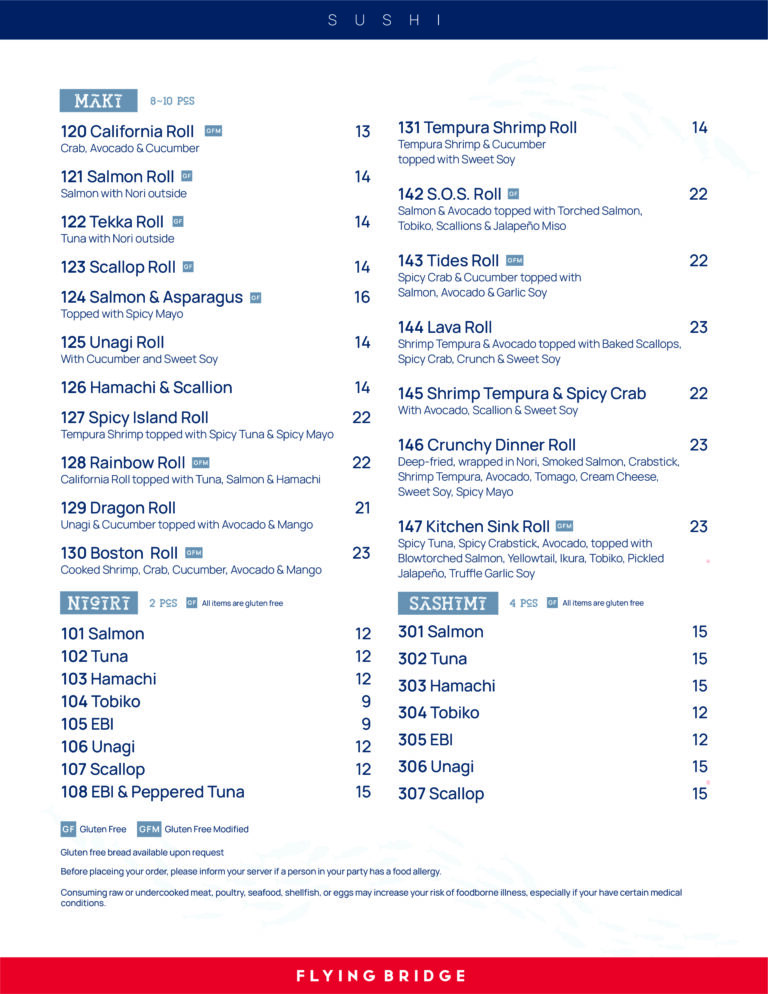 Menu - Flying Bridge Restaurant